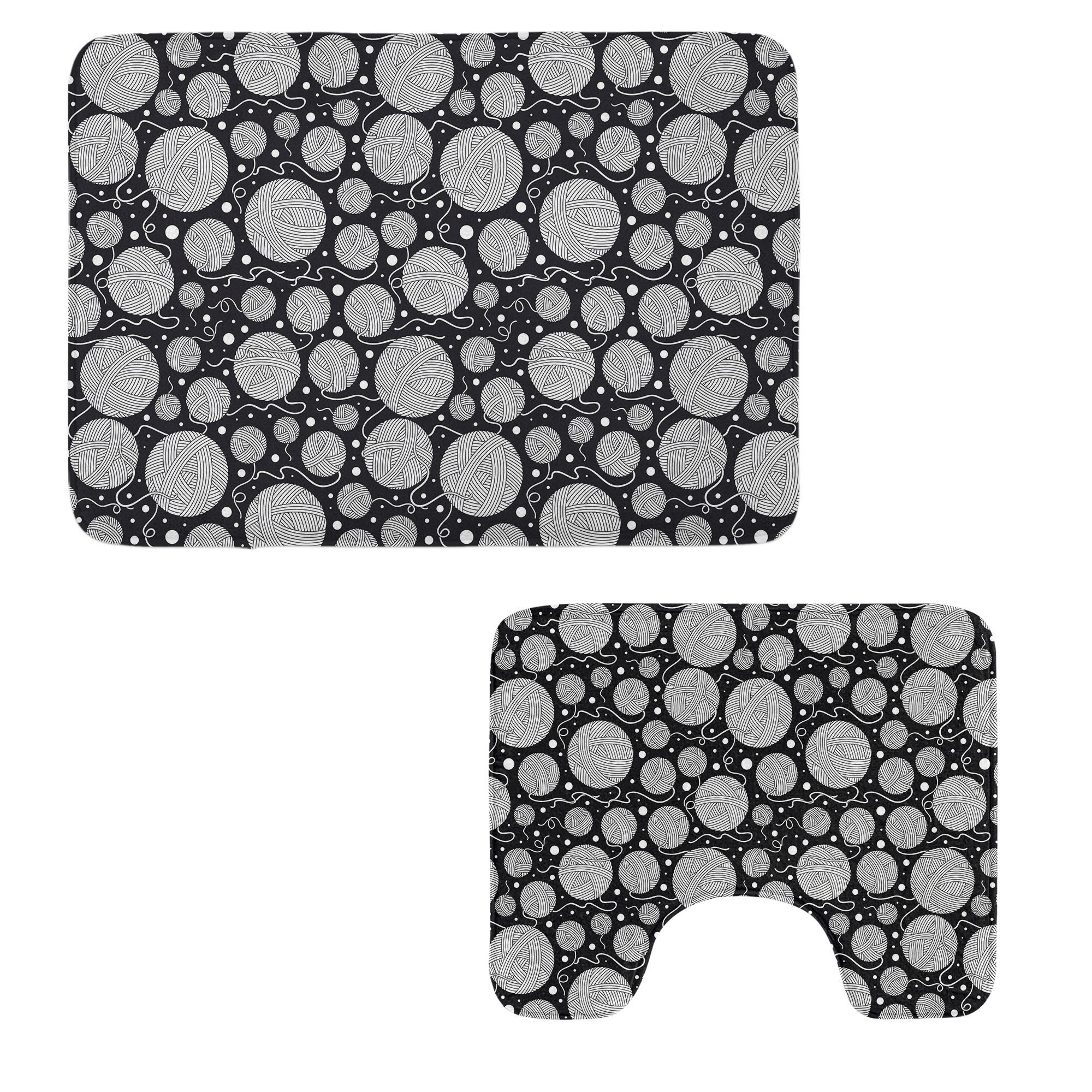 East Urban Home Black and White Bathroom Rug Set 2 Pieces Rectangle ...