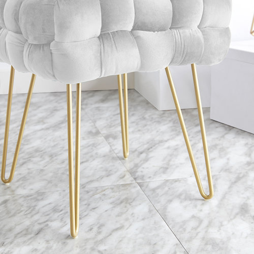 Everly Quinn Fleming Velvet Ottoman & Reviews | Wayfair