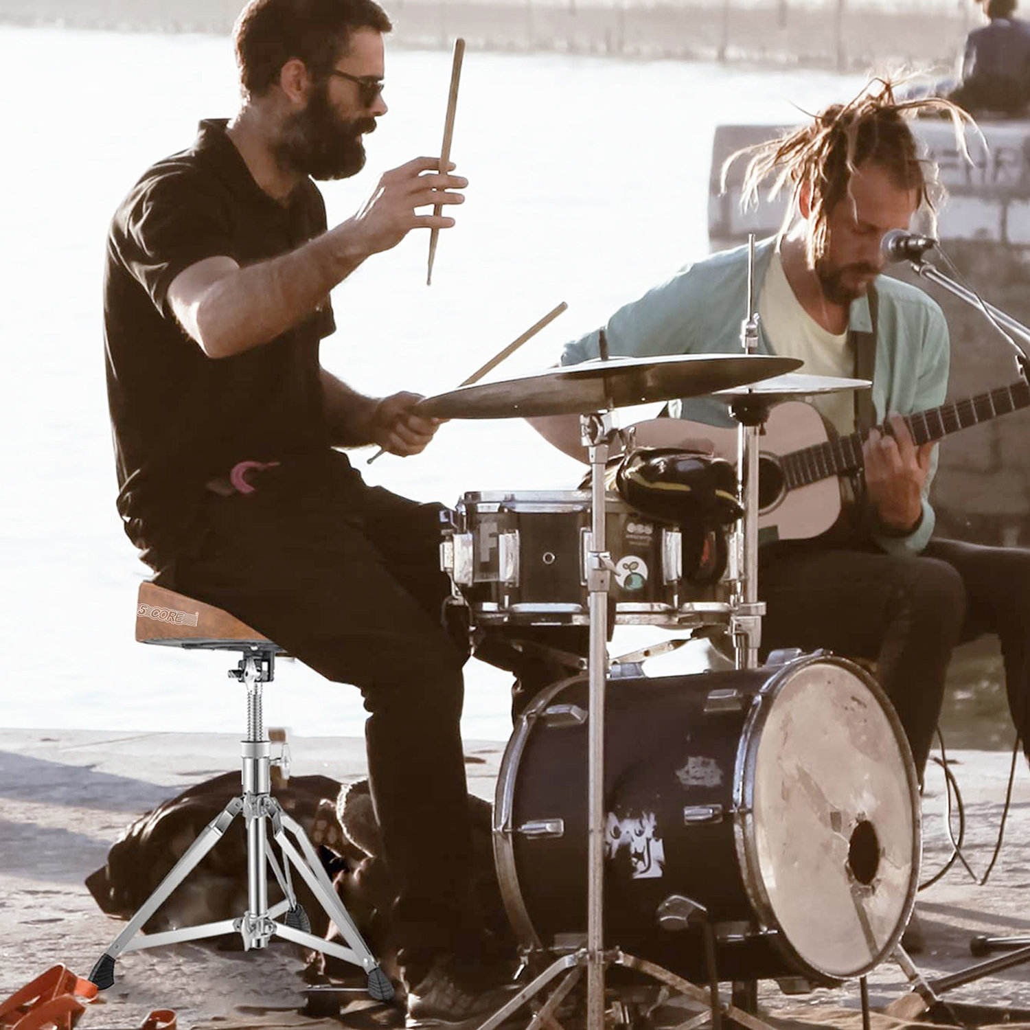 Wrought Studio 5 Core Drum Throne Padded Guitar Stool Height Adjustable ...