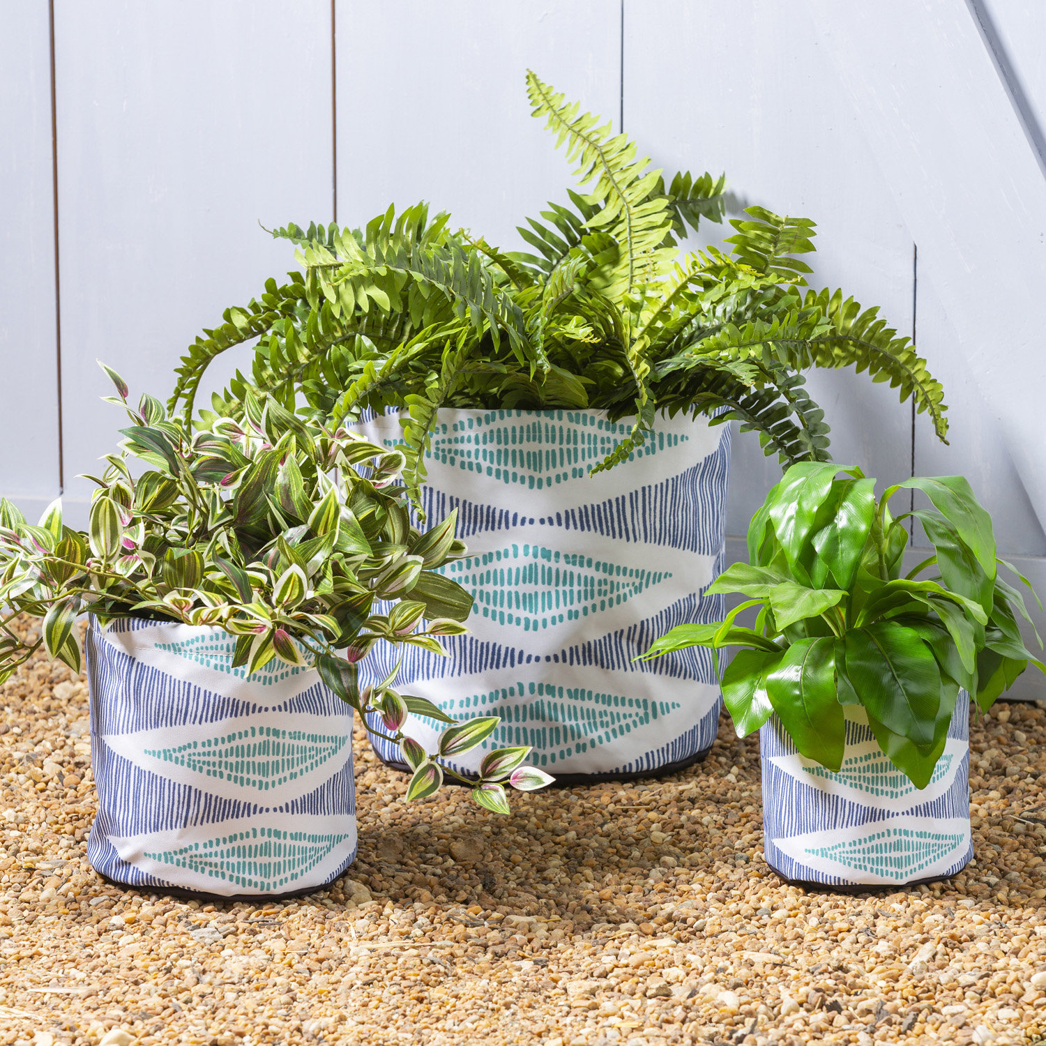 Dakota Fields Oasis Blue Round Fabric Planters - Wayfair Canada