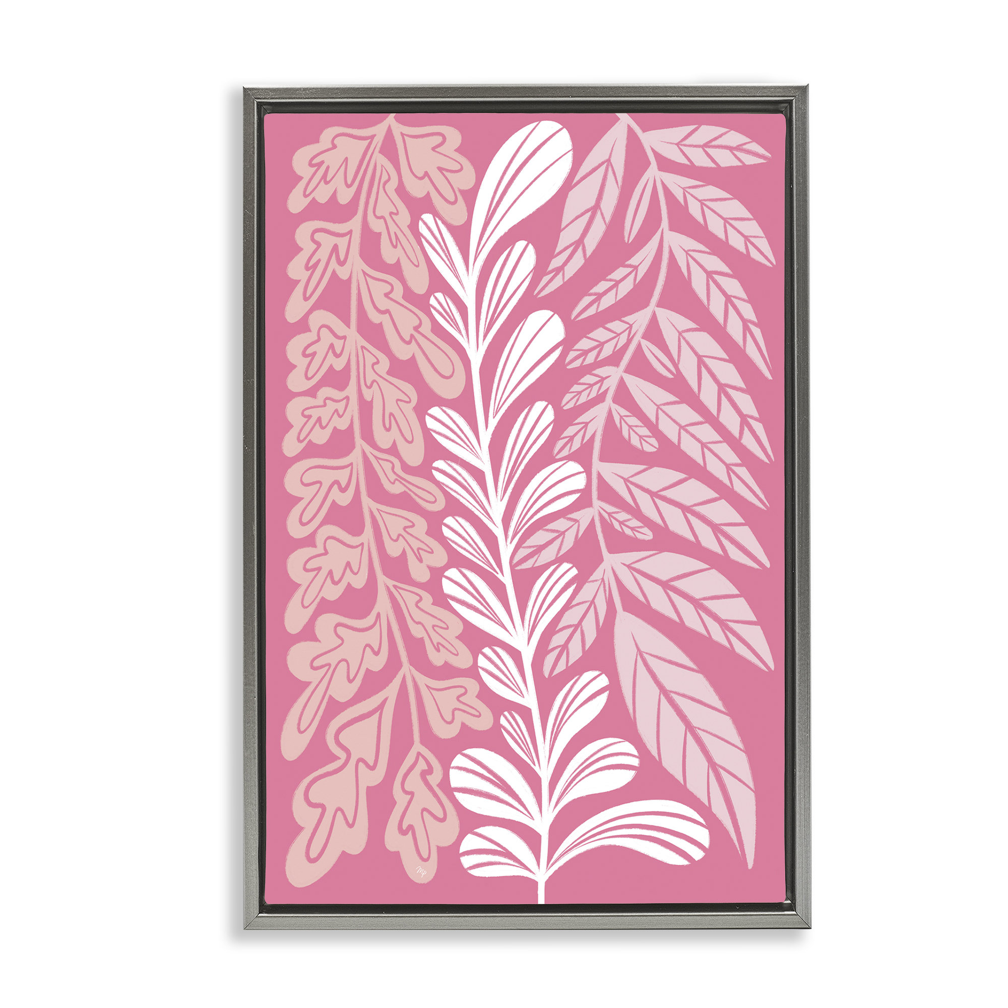Lark Manor™ Peach Pink Long Plants Framed Floater Canvas by Martina ...