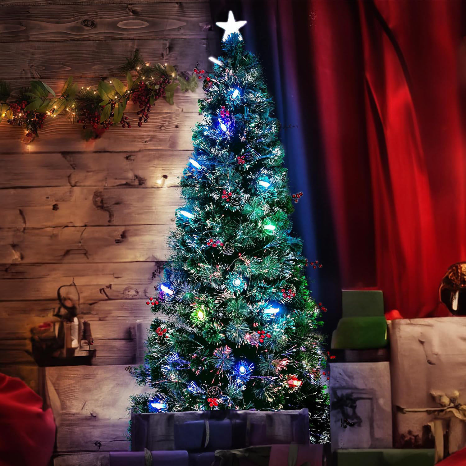 Fiber Optic Christmas Trees With Candles Nearly Natural 24 In. Pre Lit