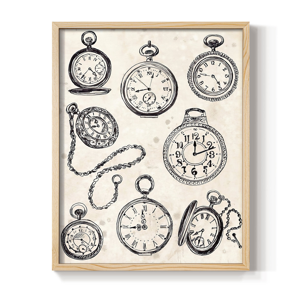 Lark Manor Pocket Watch Sketches II Framed Print - Solid Wood - Wayfair ...