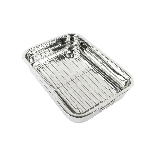 Lexi Home Golden Prime 15.75" Stainless Steel Roasting Pan with Rack ...