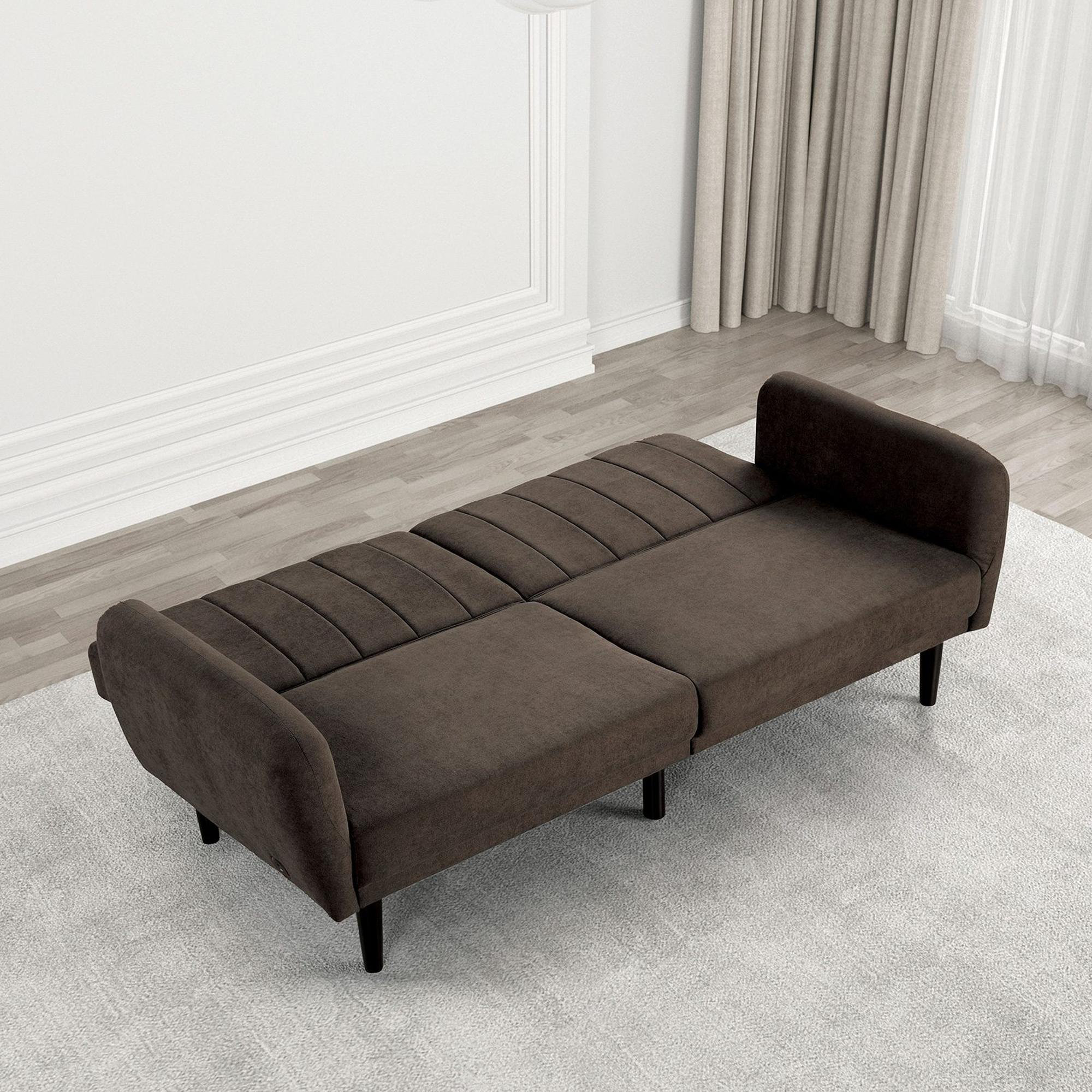 Corrigan Studio® Futon Sofa Converts into Bed Tufted Fabric Iron Leg ...