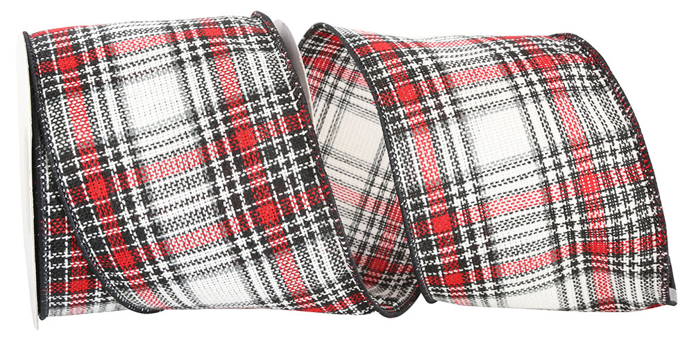 The Holiday Aisle® 4"X10yd Multi Lauren Plaid Stitches Wired Edge ...
