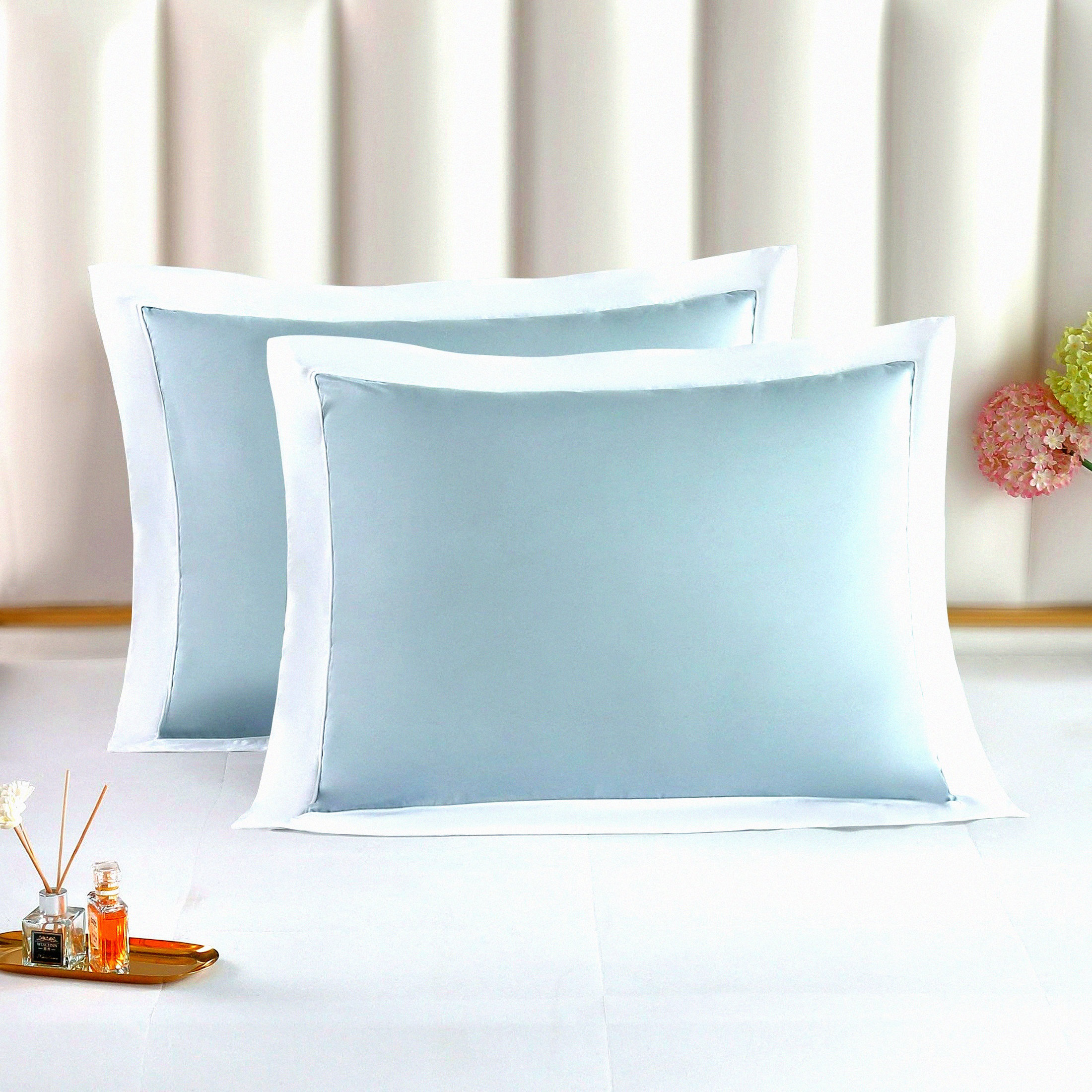 BRBCA Luxury Long-Staple Pillowcase Set - Misty Blue Queen Size ...