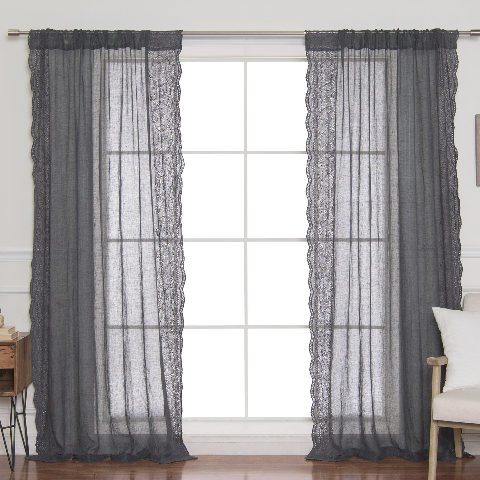 Ophelia & Co. Abraham Linen Solid Sheer Rod Pocket Single Curtain Panel ...