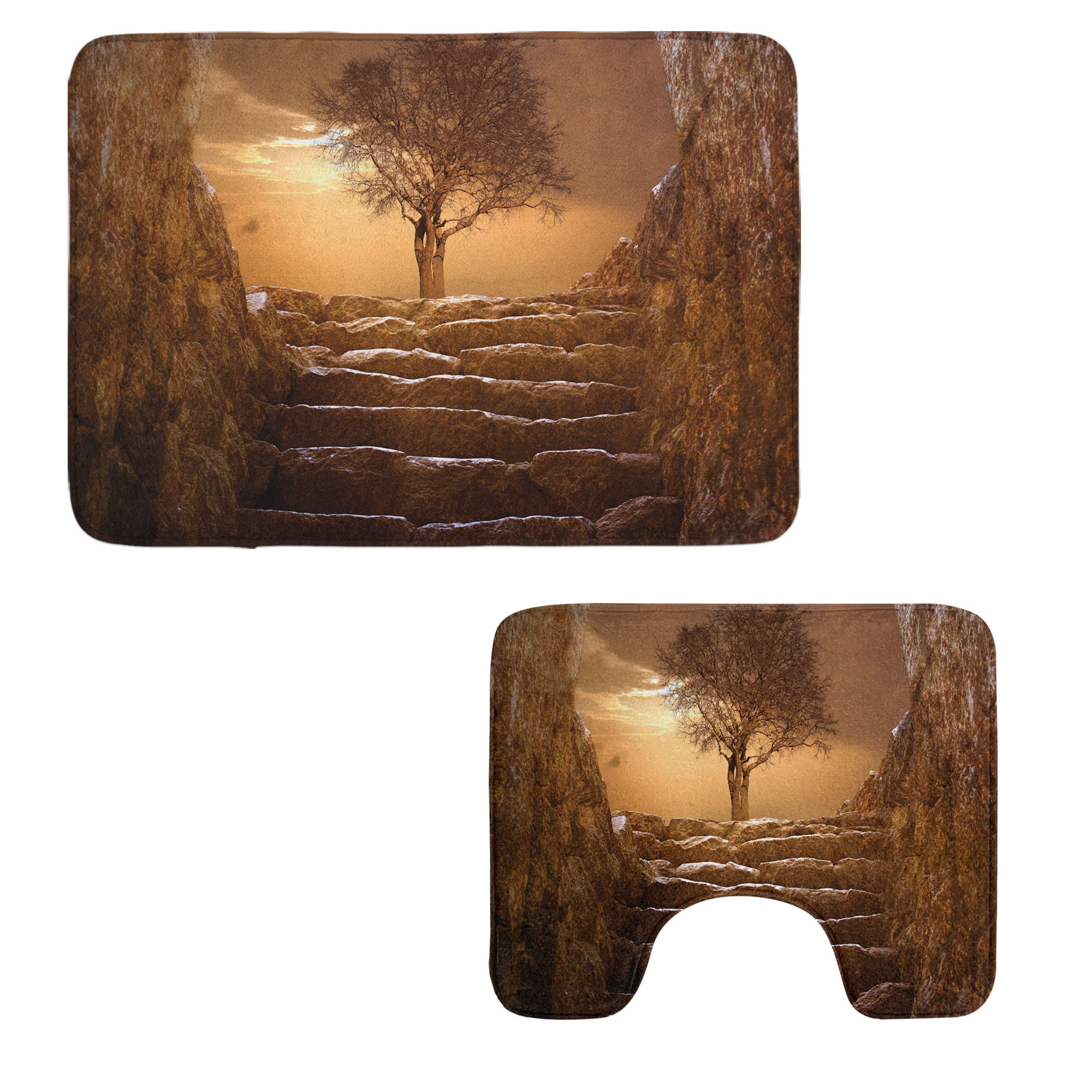 East Urban Home Tree Bathroom Rug Set 2 Pieces Rectangle & Contour Mats ...