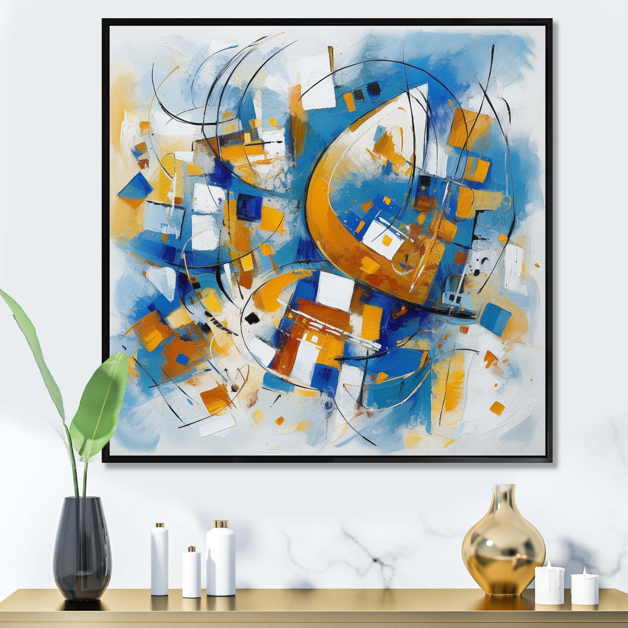 Ivy Bronx Drucker Blue Abstracted Fractals And Dimensions I Framed On ...