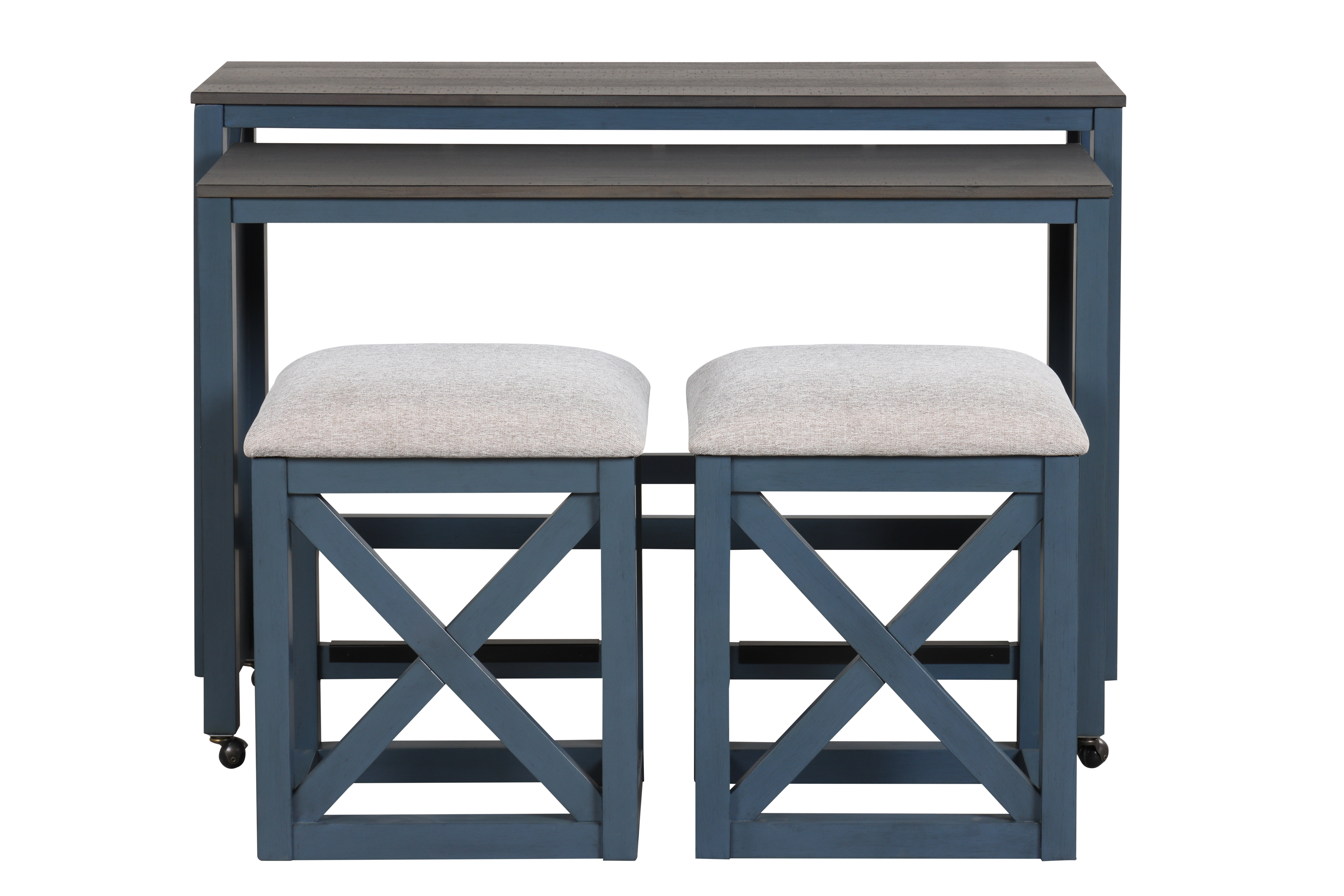 Longshore Tides Bencion 55" Long Rolling Console & 2 Stool Set ...