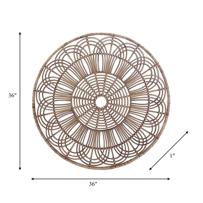Mistana™ 36-inch Round Wicker Brown Hanging Wall Decor - A Contemporary ...