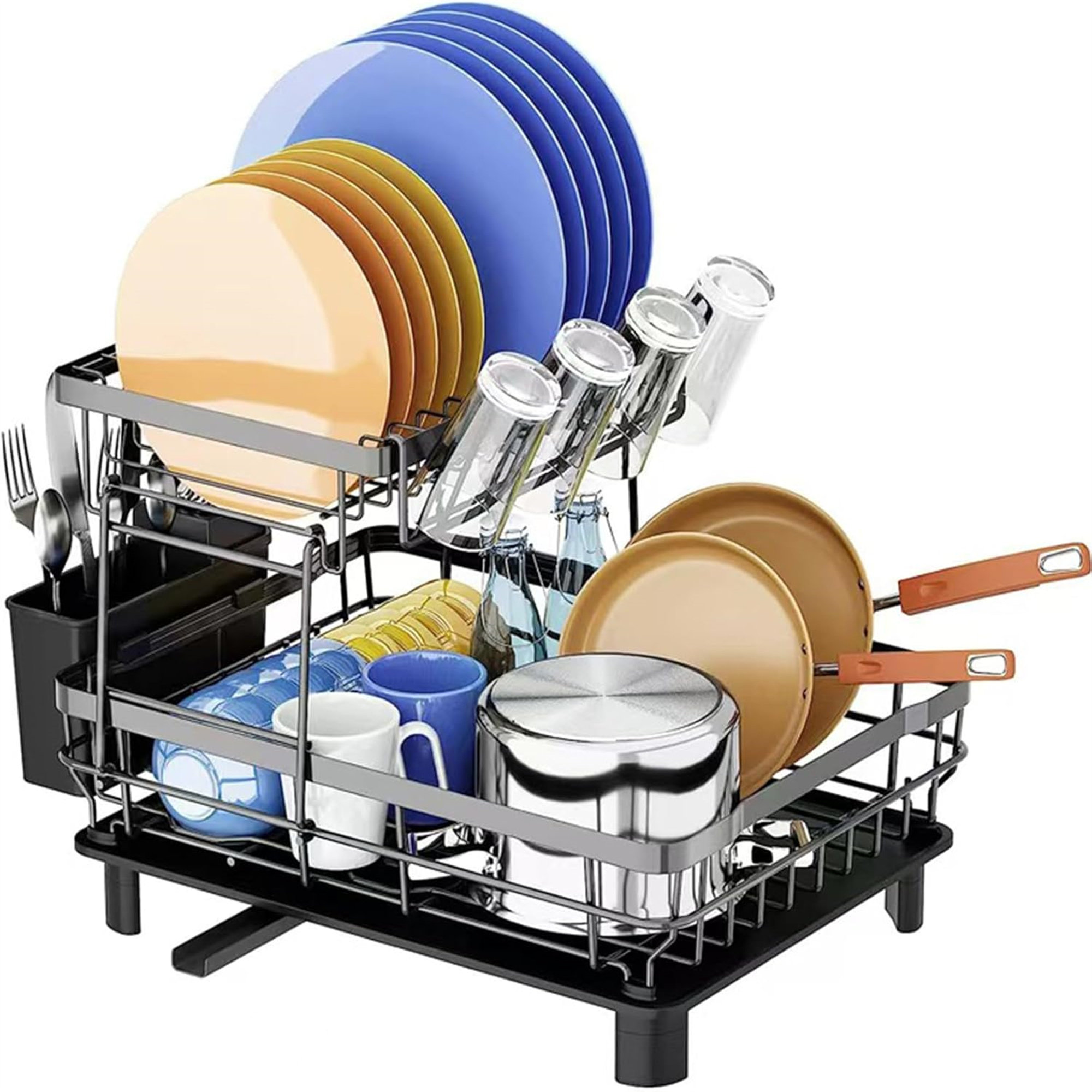 PAVORA Kitchen Countertop Dish Drying Rack with Drain Board, Large ...