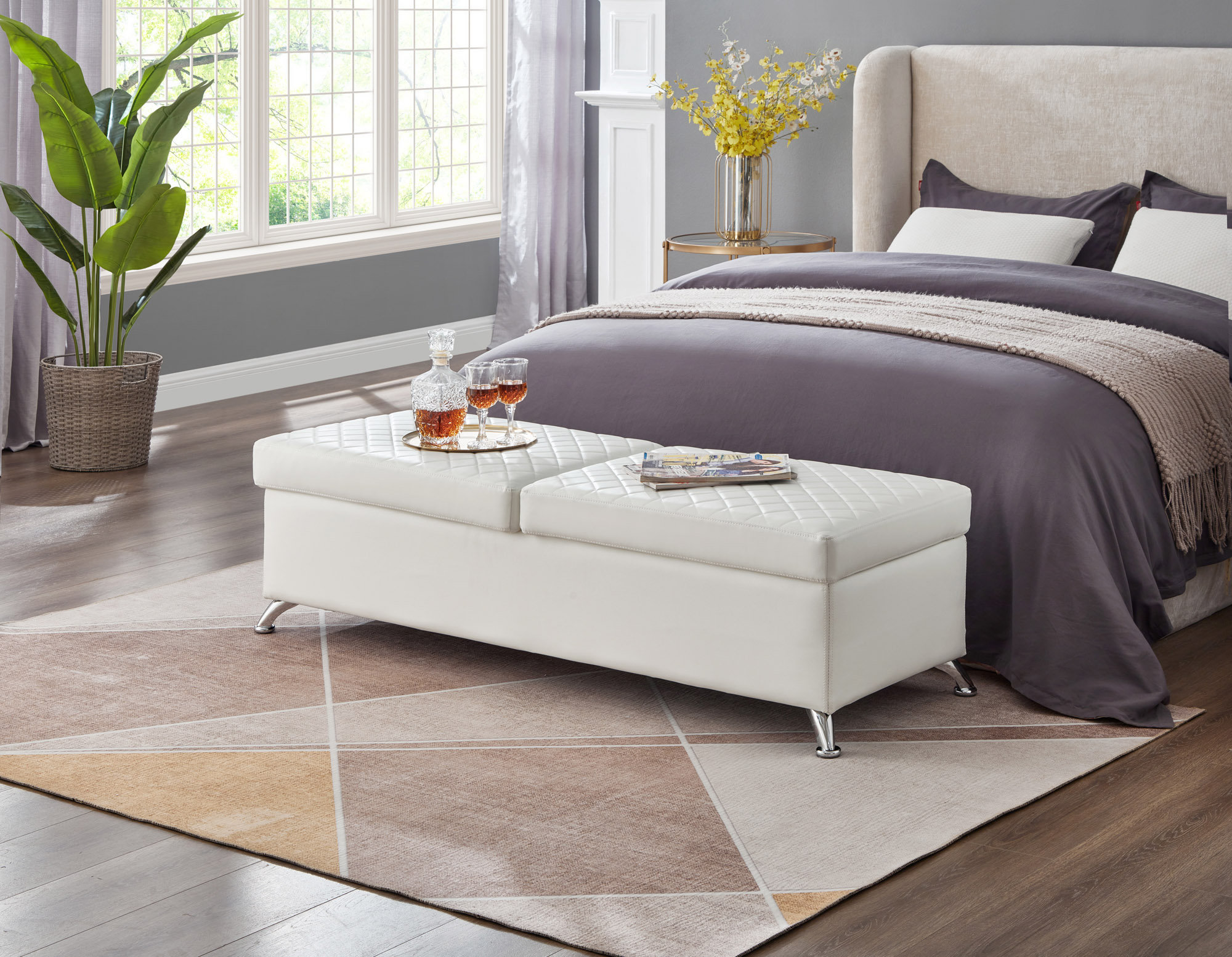 Wrought Studio™ Modern Bed Bench With Storage For Bedroom | Wayfair