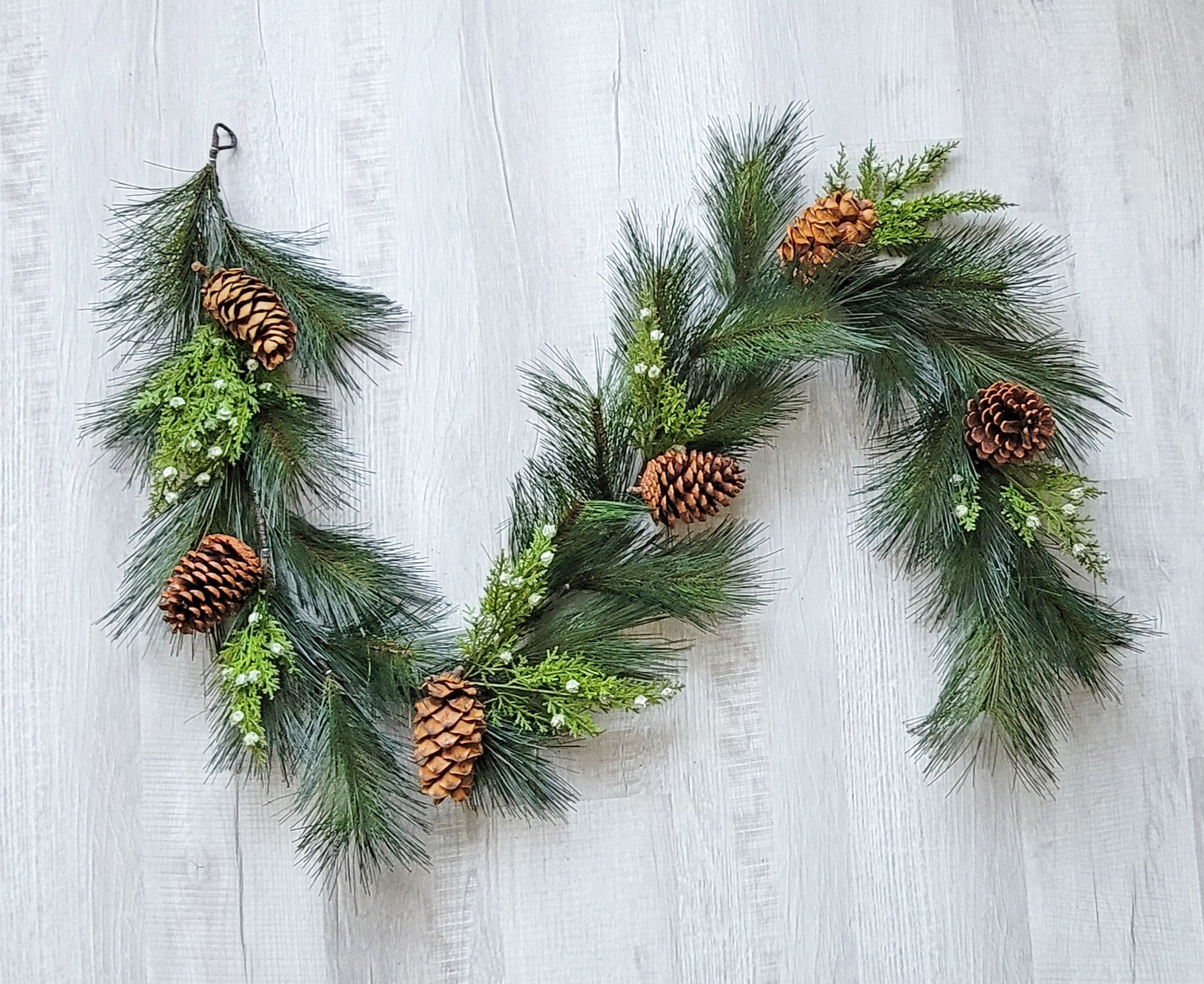 The Holiday Aisle® 6' Christmas Longneedle Juniper Pinecone Garland ...
