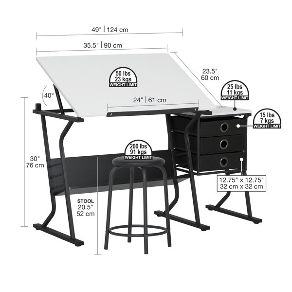 Sew Ready Eclipse Ultra Drafting Center Craft Table and Stool | Wayfair
