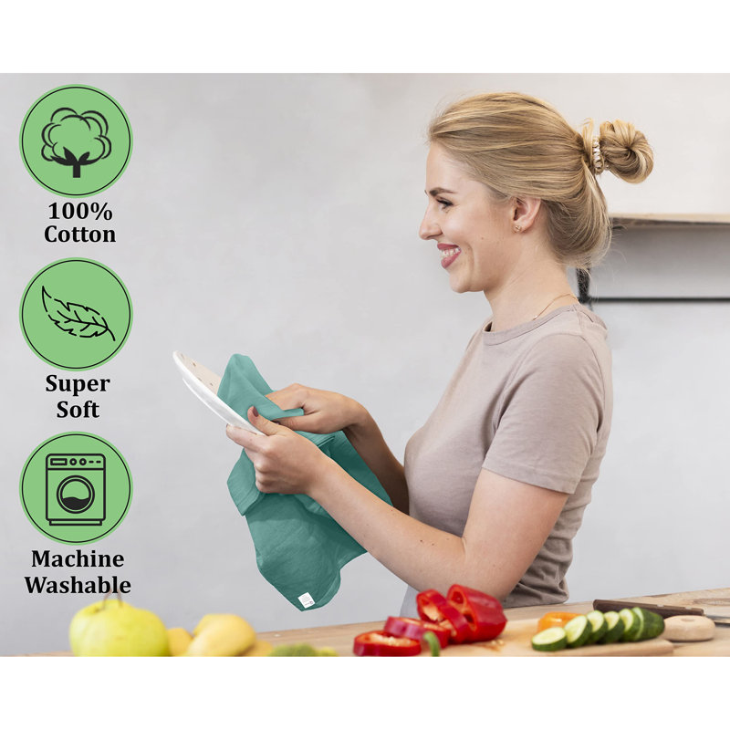 Ruvanti 100% Cotton Solid Flour Sack Dishcloth Kitchen Towels Set for ...