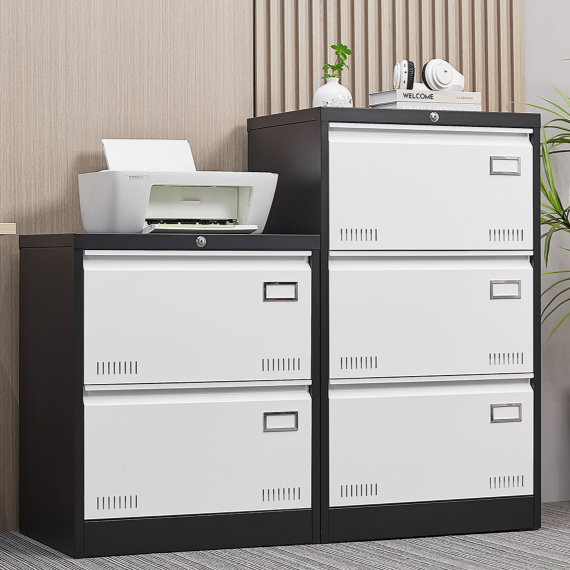Inbox Zero 2 Drawer Metal Lateral File Cabinet With Lock,Office ...