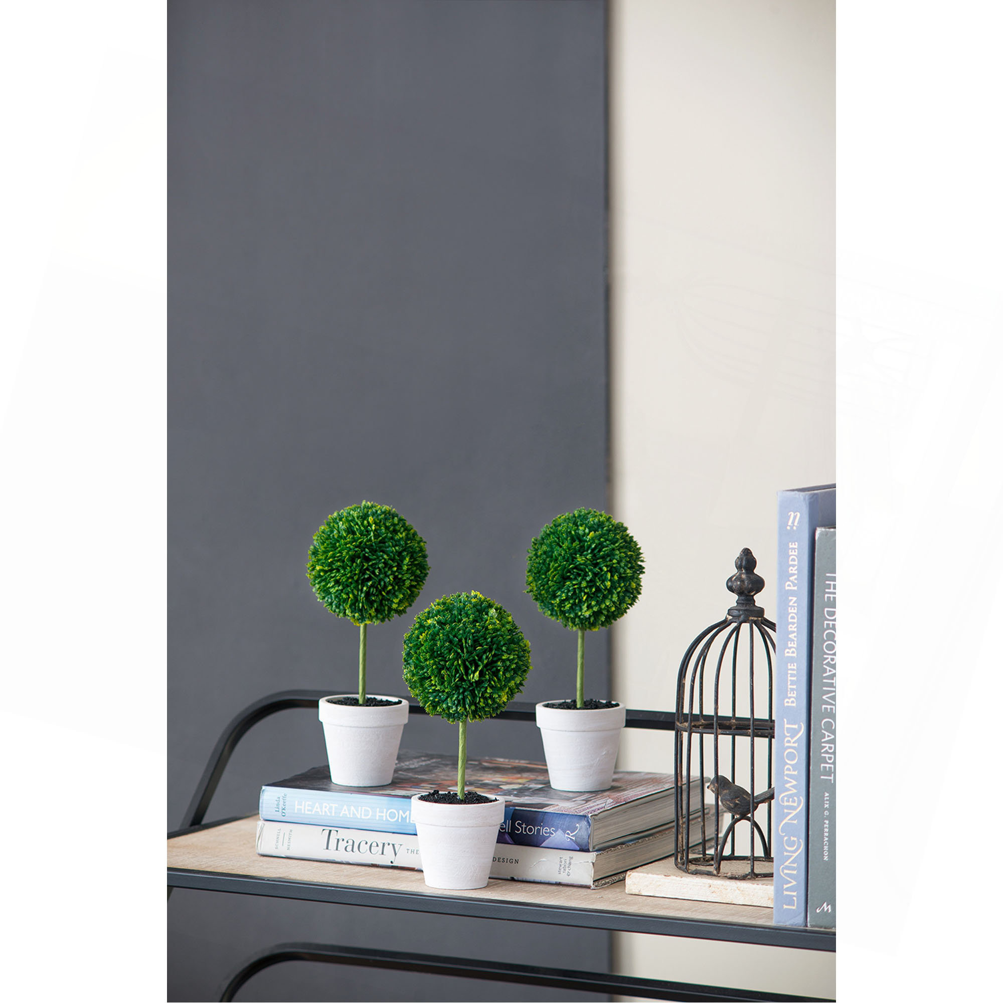 Winston Porter S/3 D3.5X9.5" Mini Faux Topiaries In Cream Pot | Wayfair