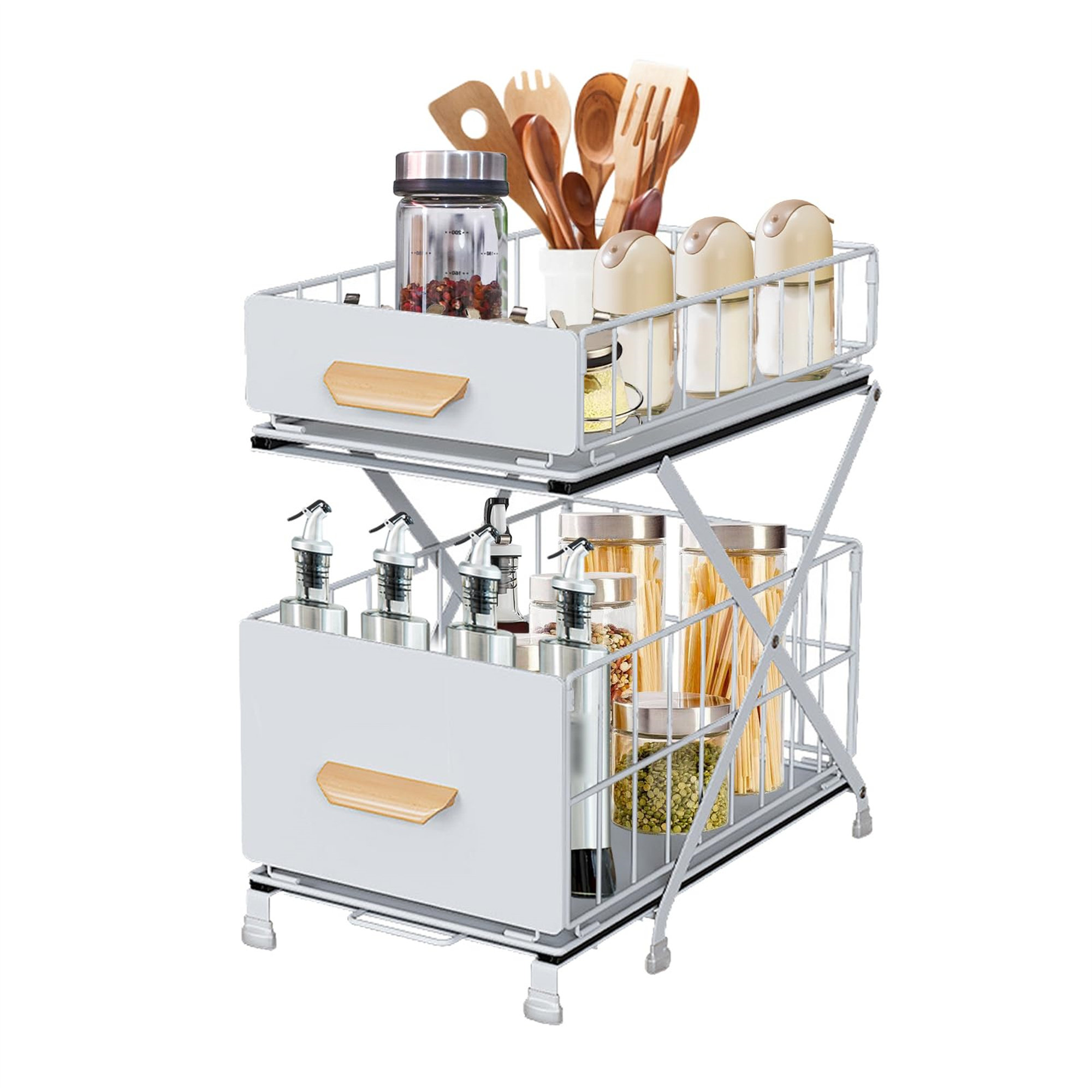 Latitude Run® 2-Tier Sliding Basket Drawer Storage Rack | Wayfair