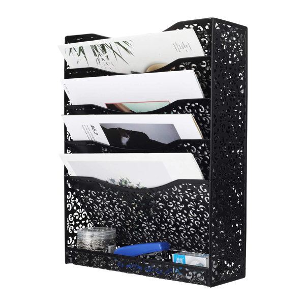 BOJUNTAN Desk File Organizer Heavy Duty Metal Wall Mount File Holder 5 ...