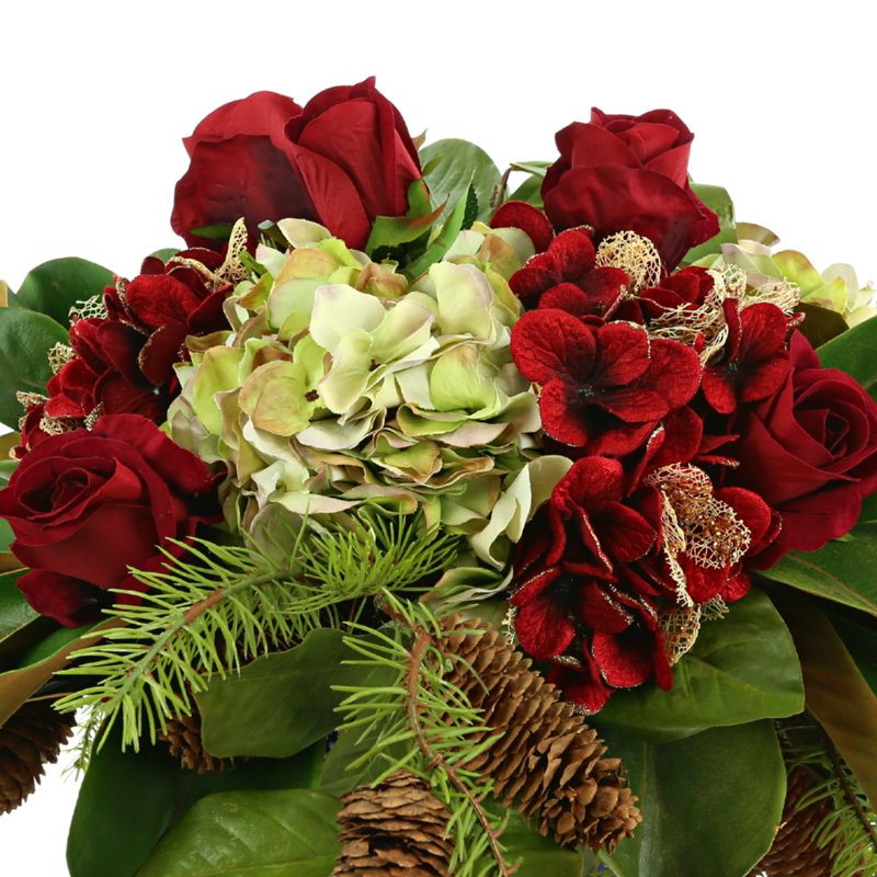 Creative Displays, Inc. Hydrangea and Rose Holiday Arrangement | Wayfair