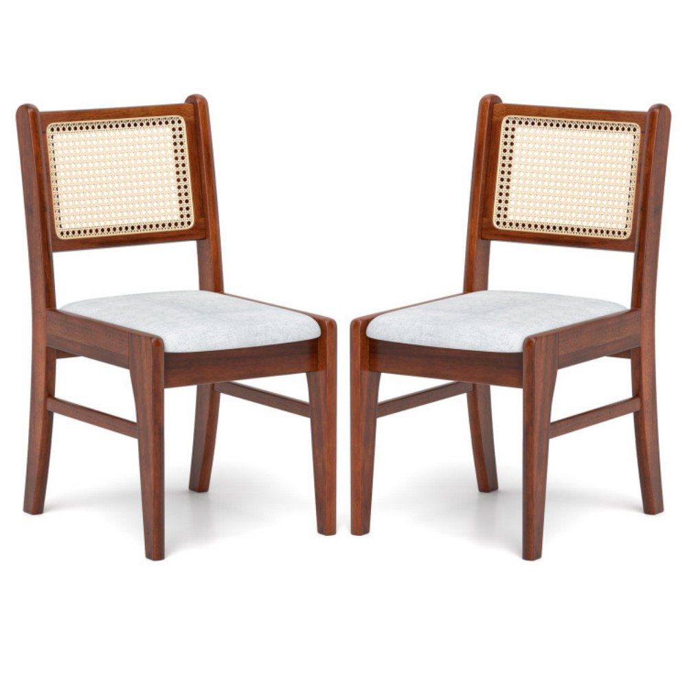 Red Barrel Studio® Set of 2 Wooden Kitchen Chairs with Cane Back Rubber ...