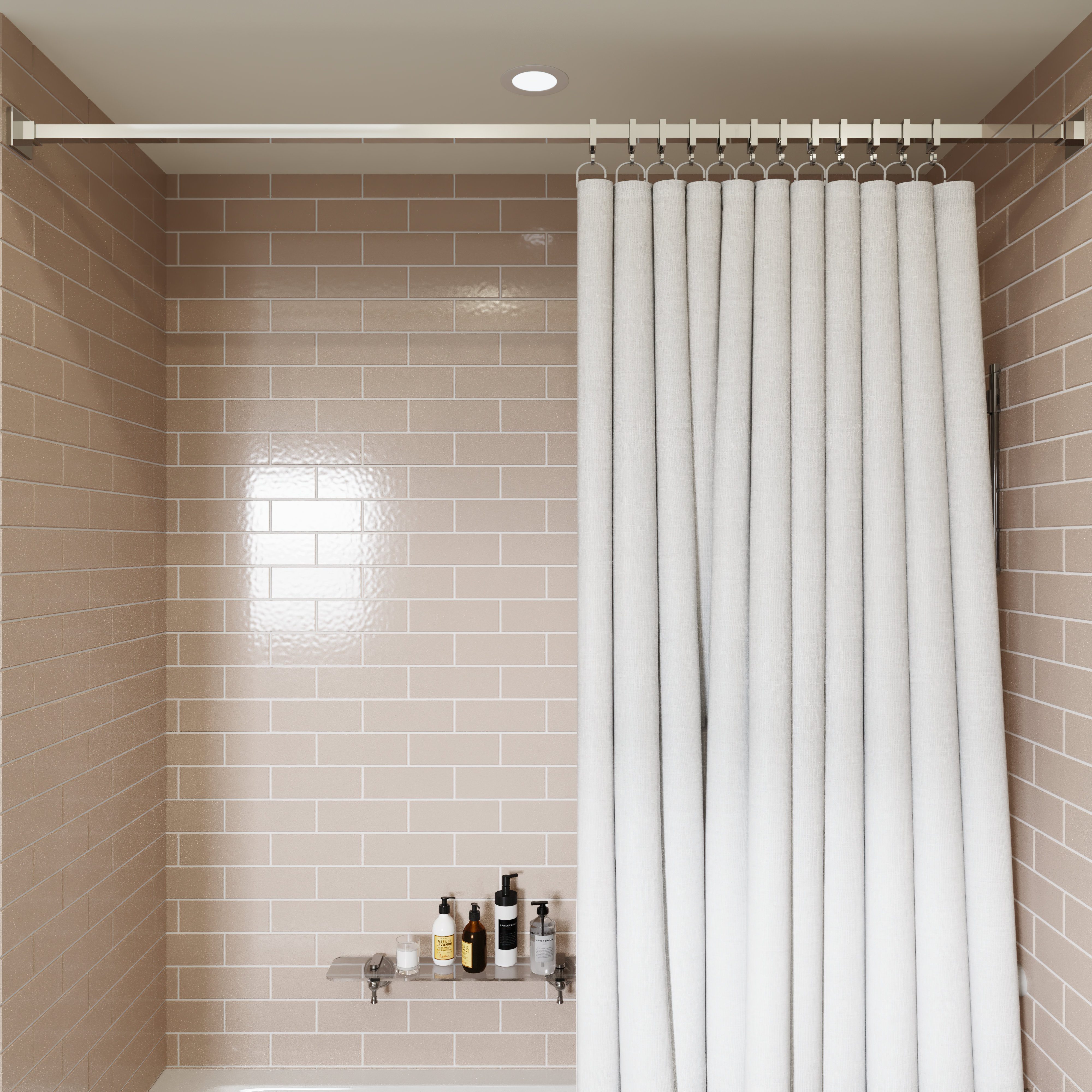 Croydex Luxury 98.25" Adjustable Straight Fixed Shower Curtain Rod ...