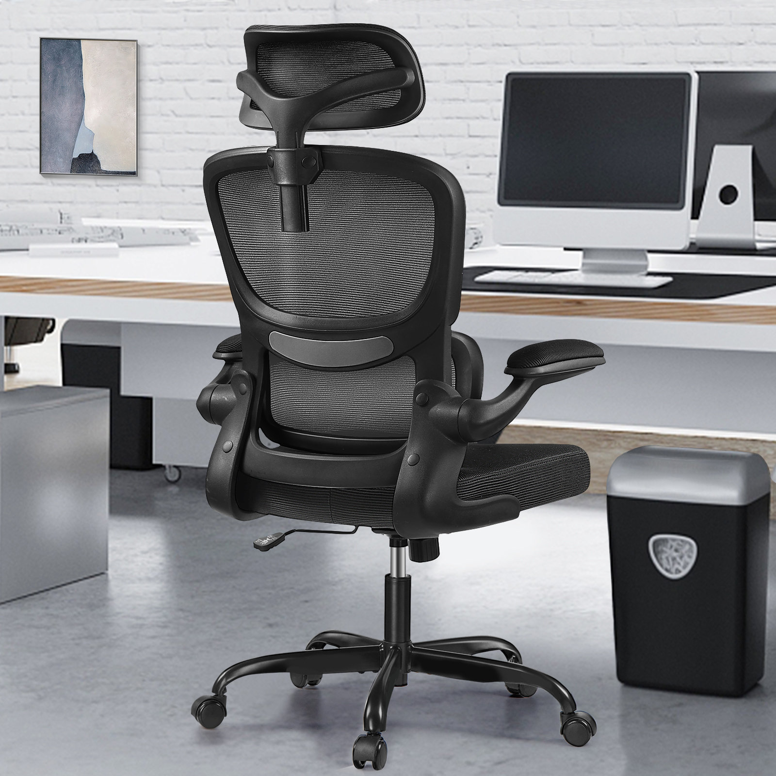 Inbox Zero Brewen Ergonomic Polyester/Polyester Blend Office Chair ...