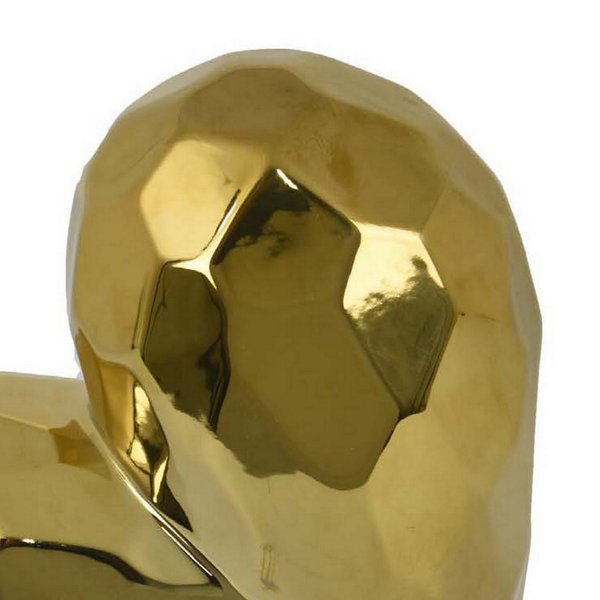 Benjara Dina Gold Heart Tabletop Decor, Golden Ceramic 12 Inch | Wayfair