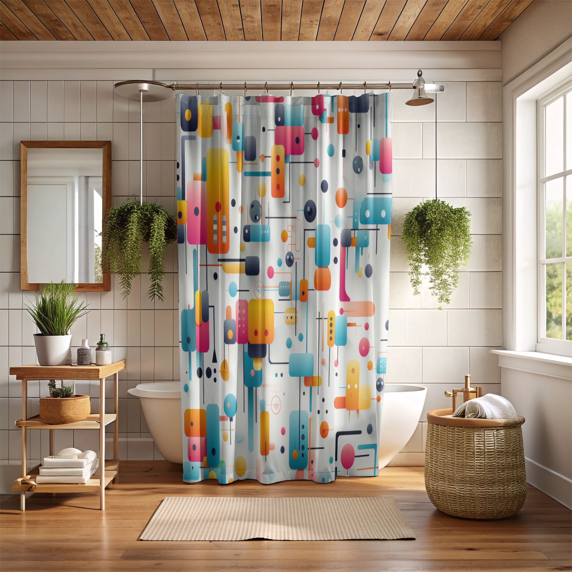 Latitude Run® Geometric Fusion Art - Premium Shower Curtain | Wayfair