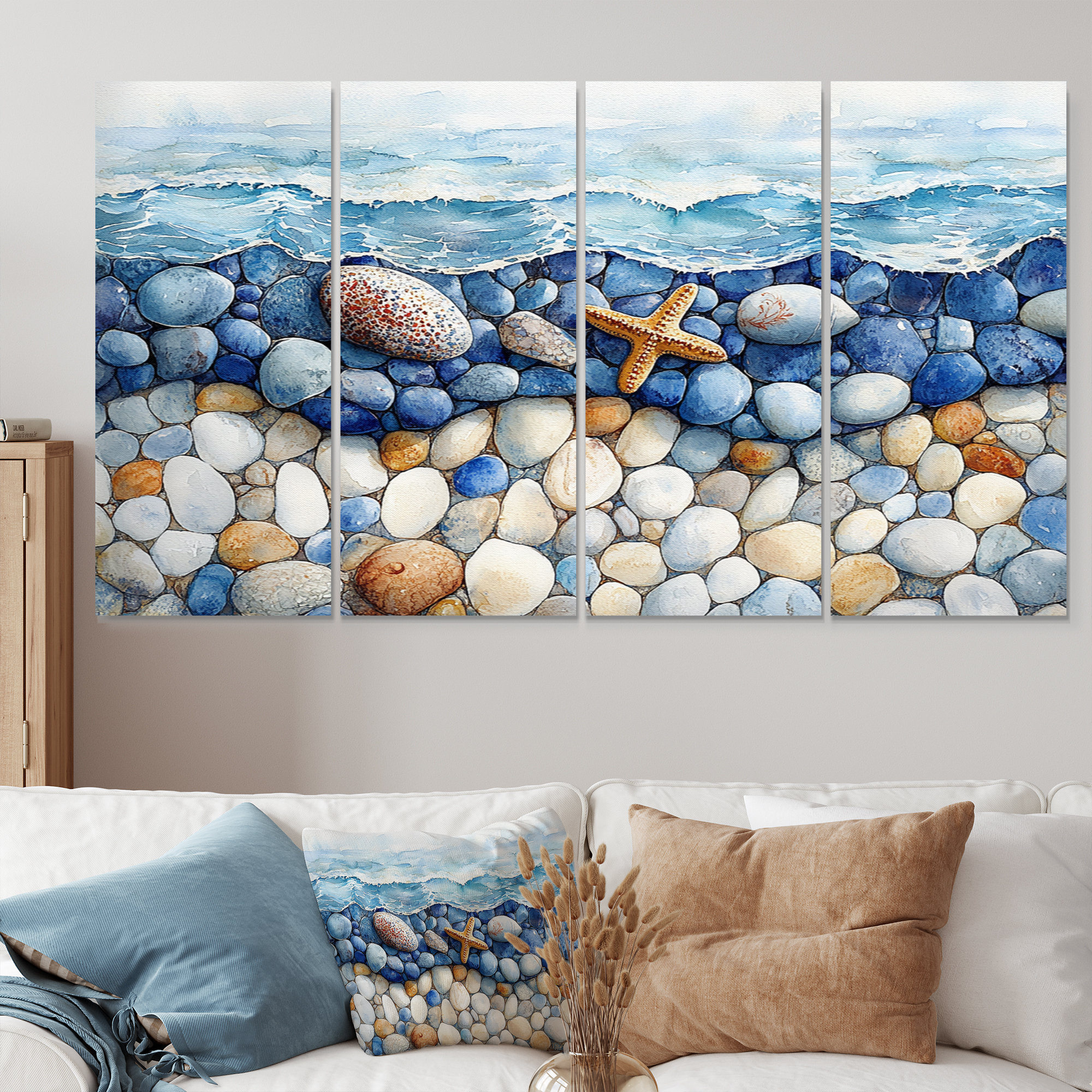 Highland Dunes Coastal Seashells In Blue And White Tones III ...