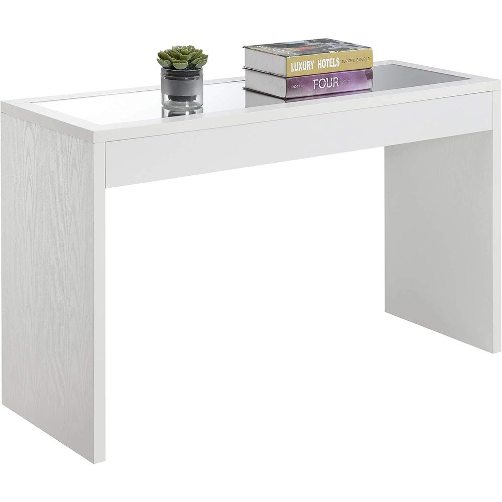 Ivy Bronx Mirrored Console Table, Modern Entryway/Sofa Table, White ...