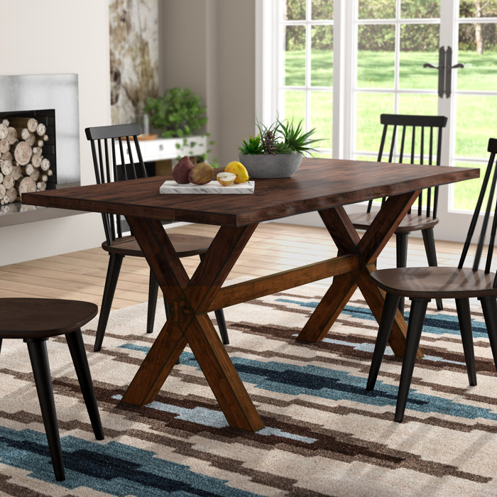 Millwood Pines Willilams Solid Wood Trestle Dining Table & Reviews ...