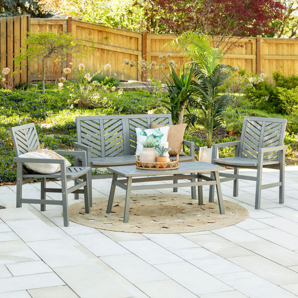 Lark Manor Harbison 4-Piece Chevron Patio Chat Set & Reviews | Wayfair