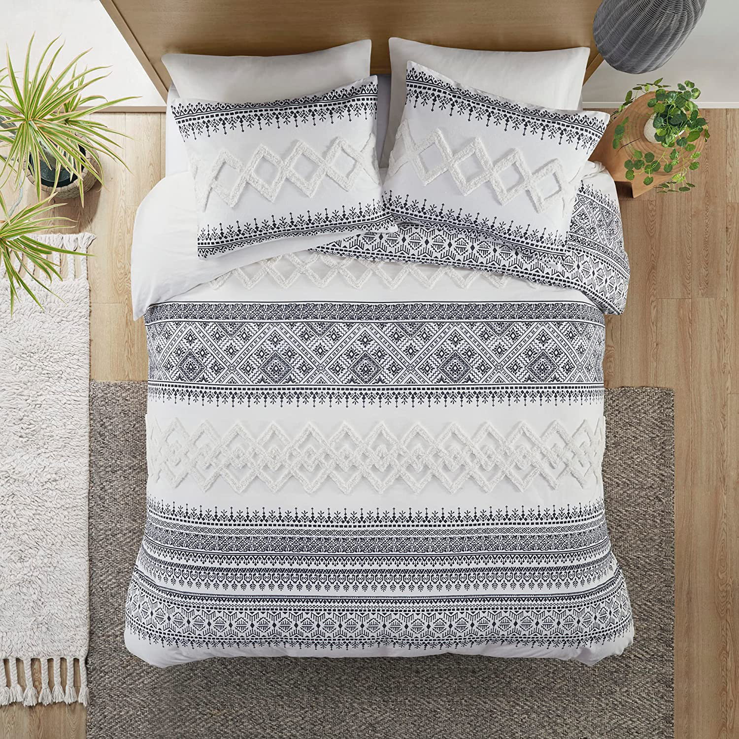 ColorLife Cotton-Bedding Set - Mid Century Trendy Geometric Design, All ...