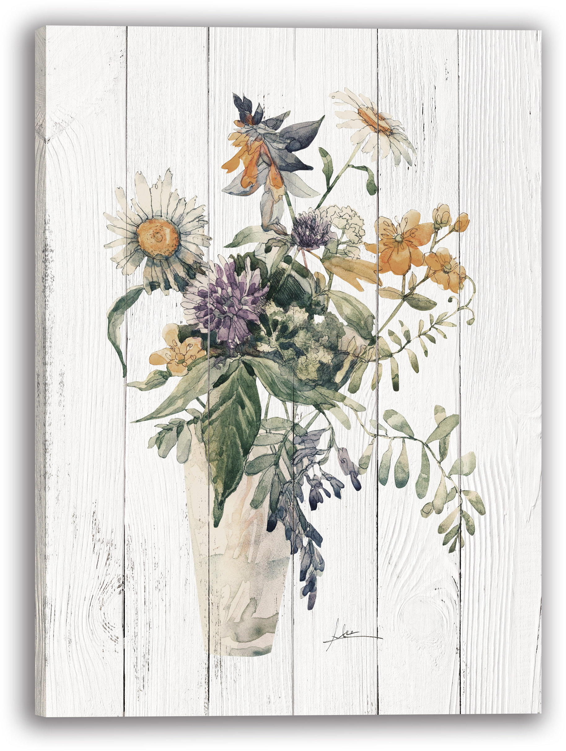 Ophelia & Co. Wildflower Simplicity – Rustic Floral Vase Wall Art | Wayfair