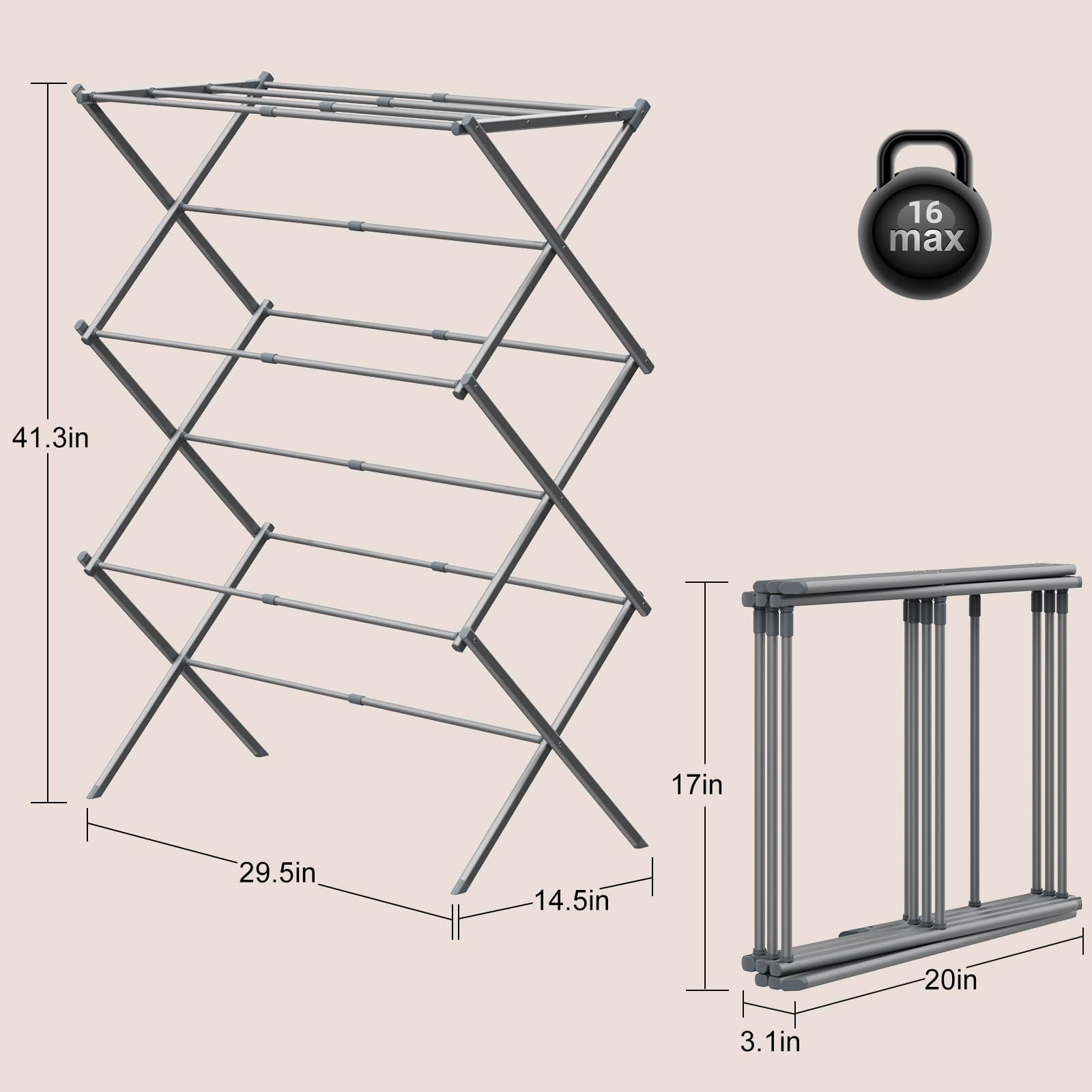 Rebrilliant Drying Rack For Laundry, Foldable Clothes Drying Rack ...