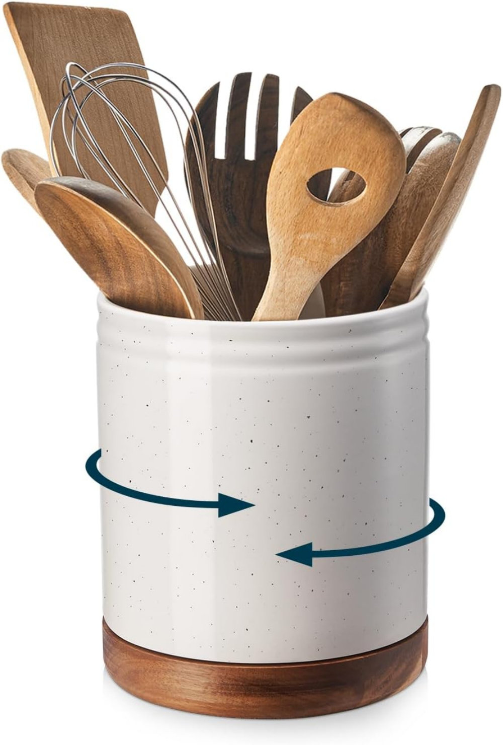 One Allium Way® 360° Rotating Utensil Holder, Large Utensil Crock ...
