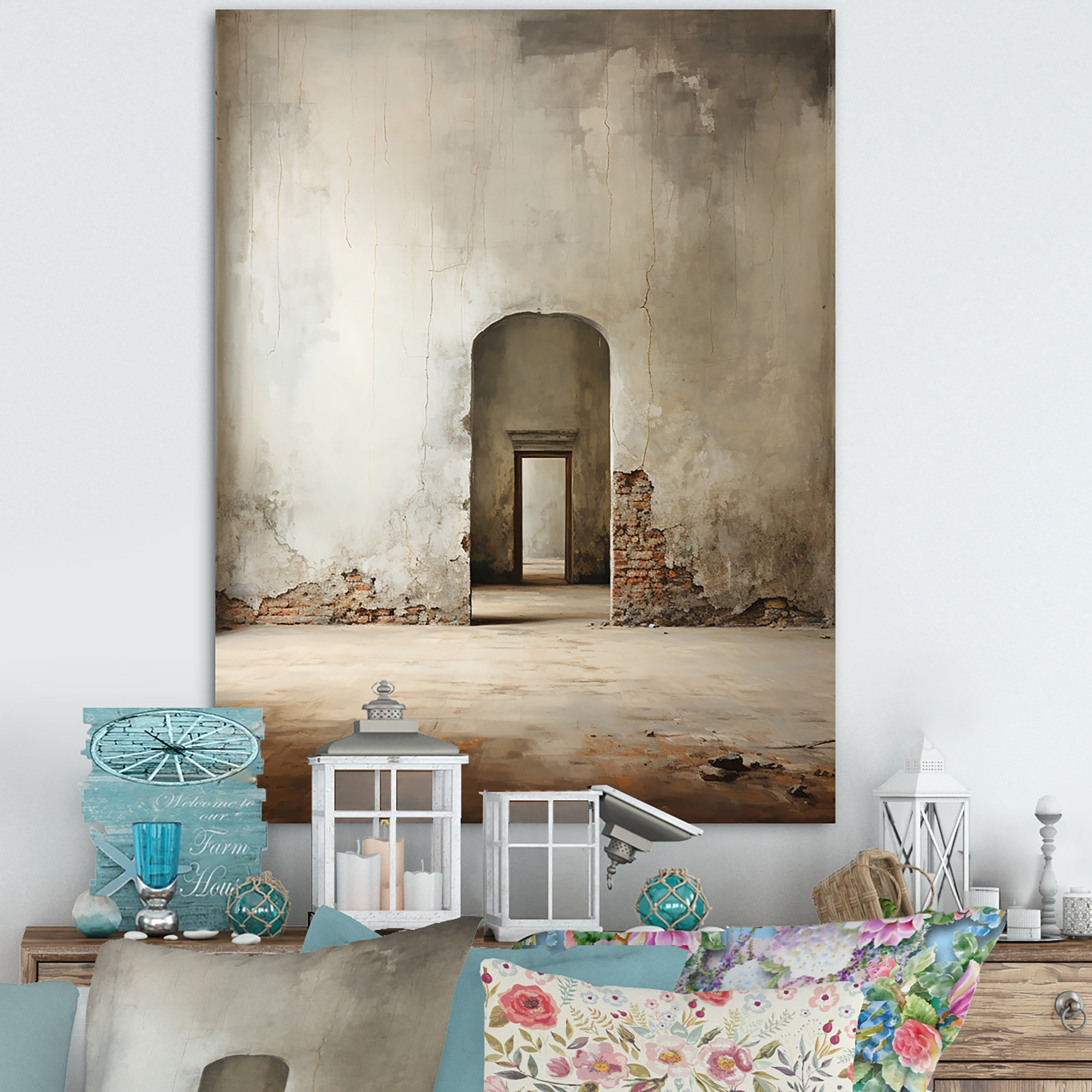 Design Art Beige Minimalism Empty Space Embrace I On Canvas Print | Wayfair