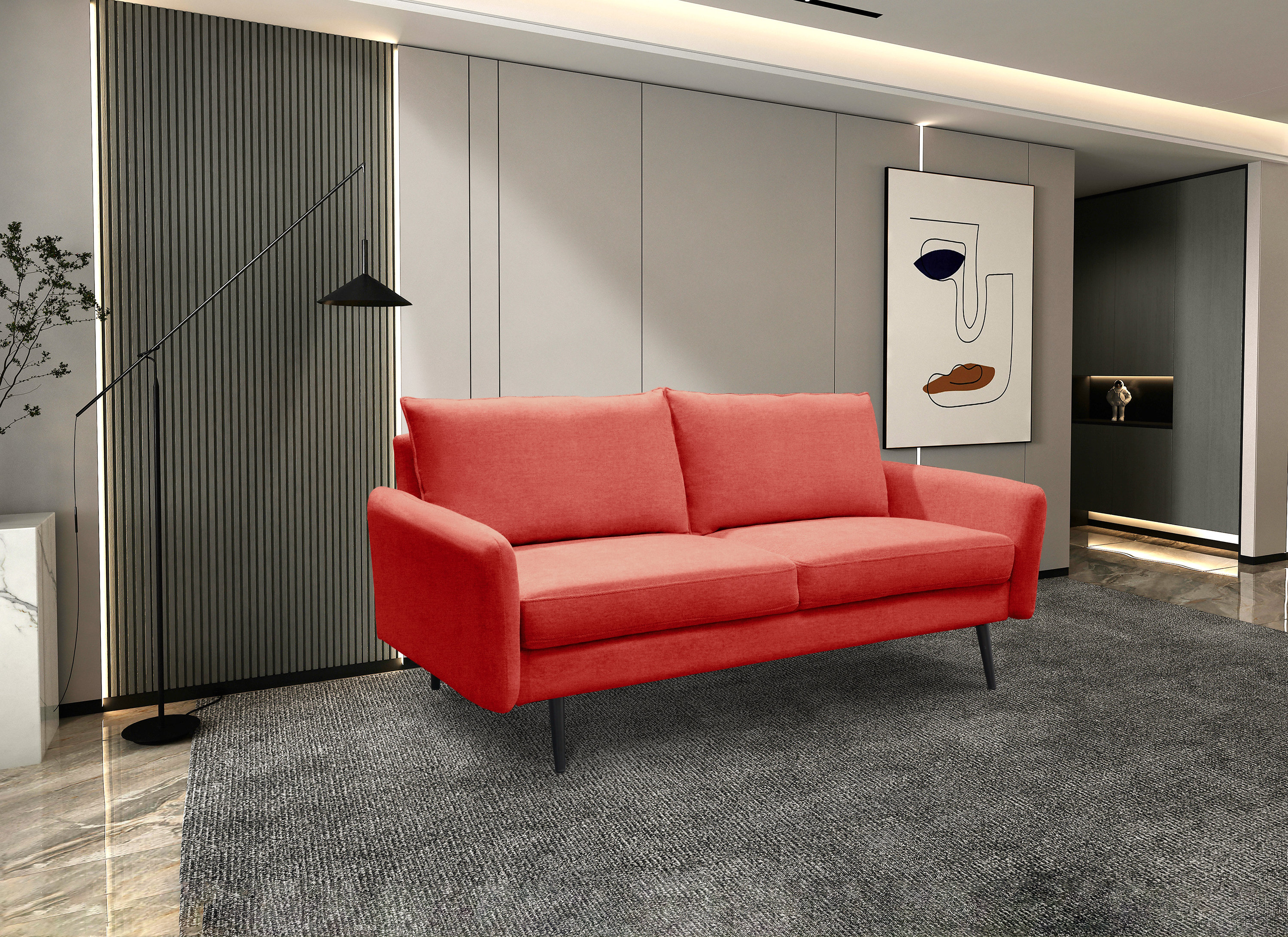 Corrigan Studio® Dhannu Round Arm Sofa With Golden Legs | Wayfair