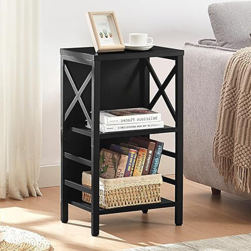 17 Stories Small Bookcase,3 Tier Industrial Short Bookshelf with Metal ...