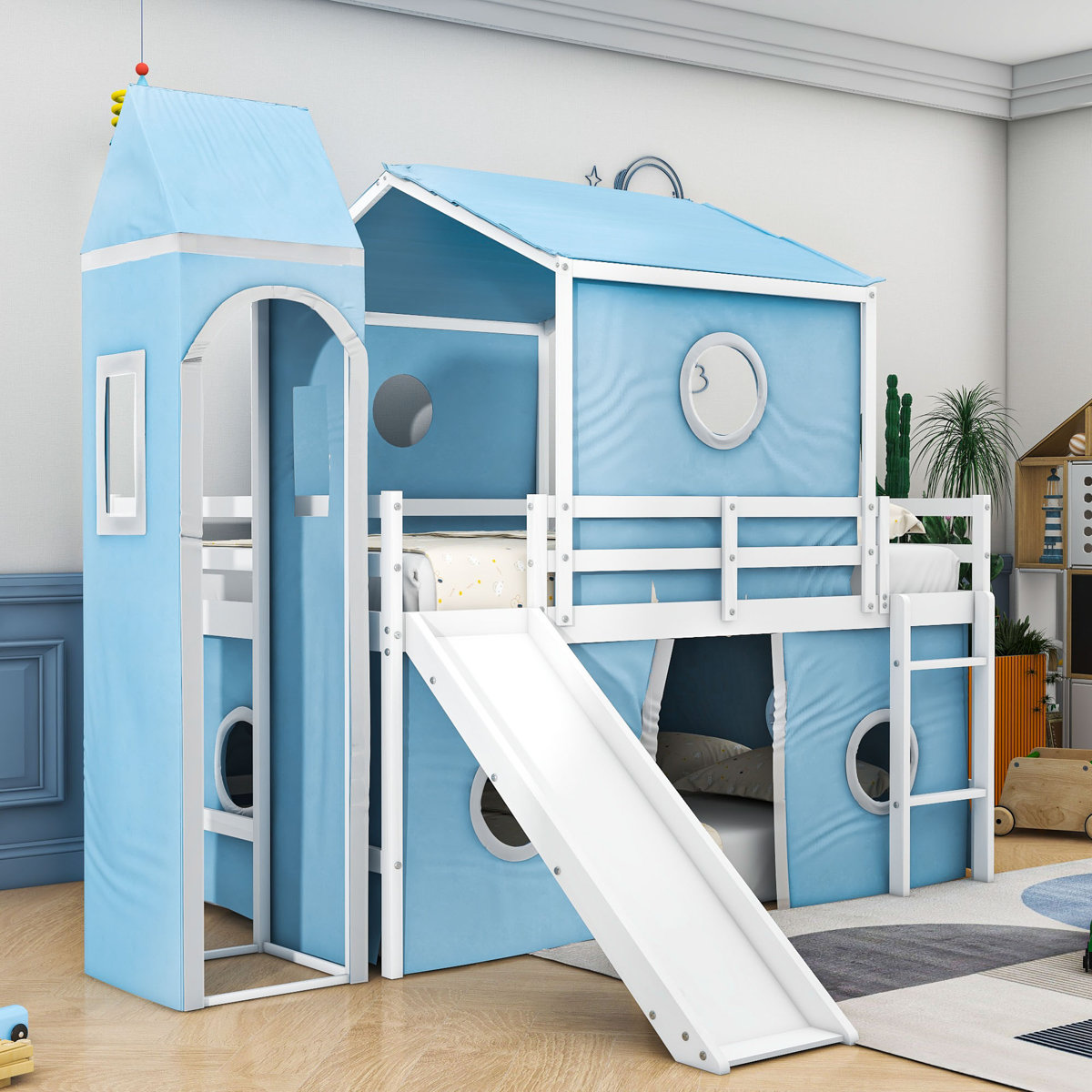 Viv + Rae™ Kyser Kids Bunk Bed with Slide, Tent and Tower & Reviews ...