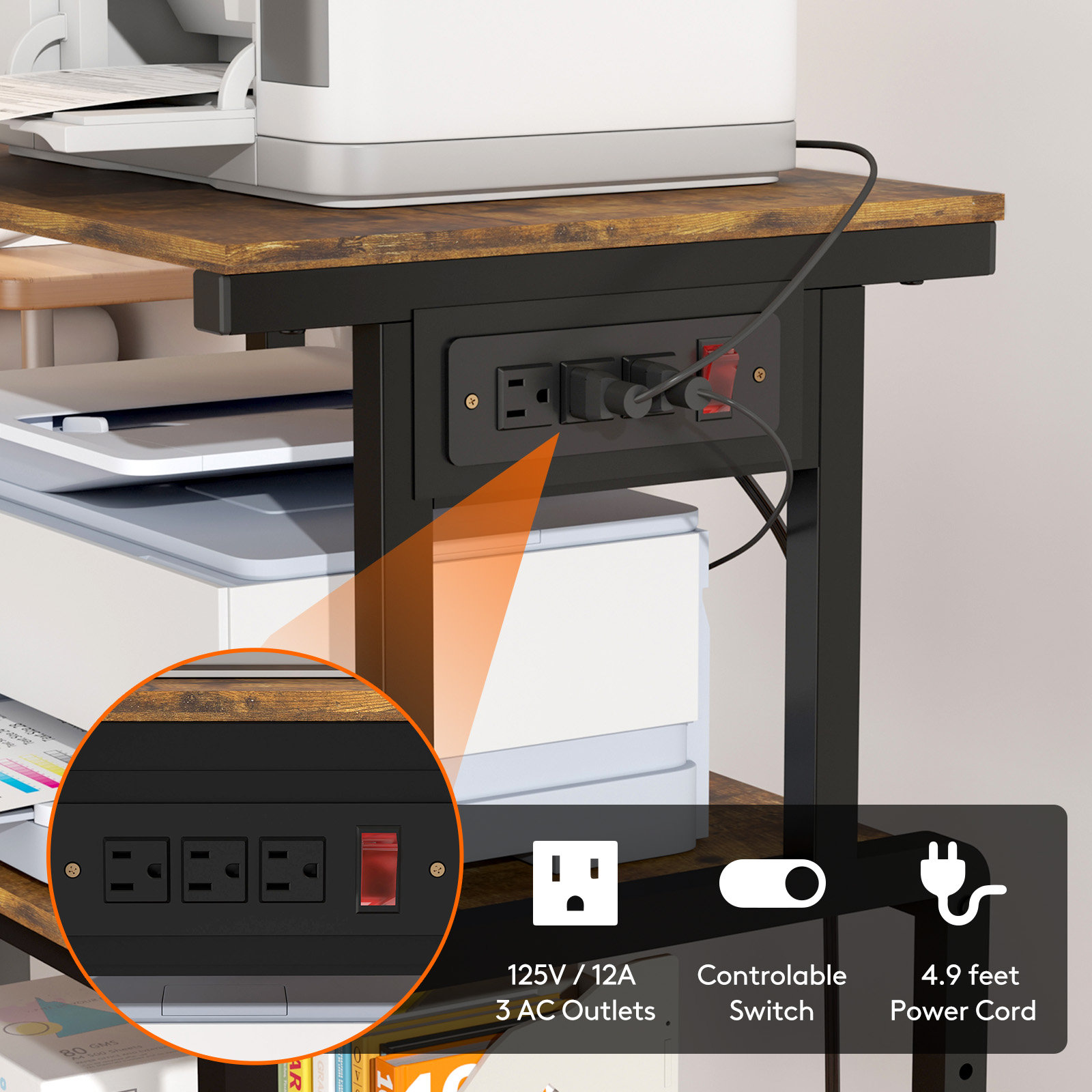 Lifewit 4 Tier Printer Stand With 3 Power Outlets, Wheels And ...