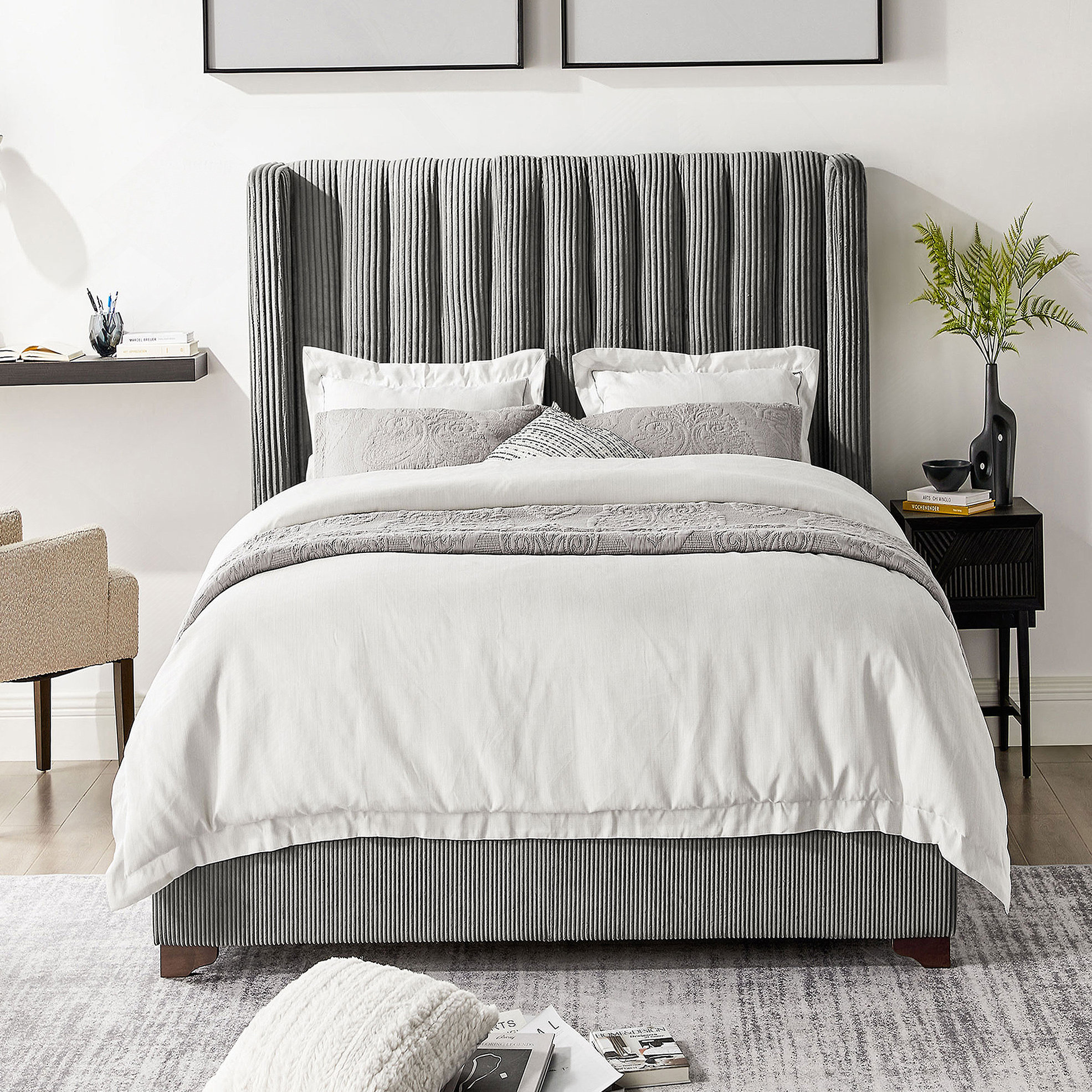 Ebern Designs Dark Grey Twin Bed | Wayfair