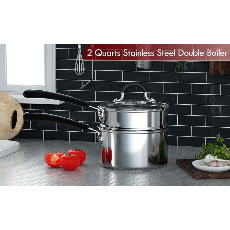 Cook N Home 2 Quarts Double Boiler, Stainless Steel Melting Pot for ...