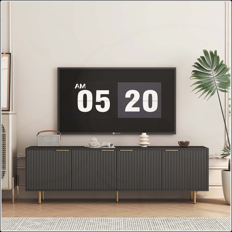 Mercer41 Black TV Stand Fluted 68" | Wayfair