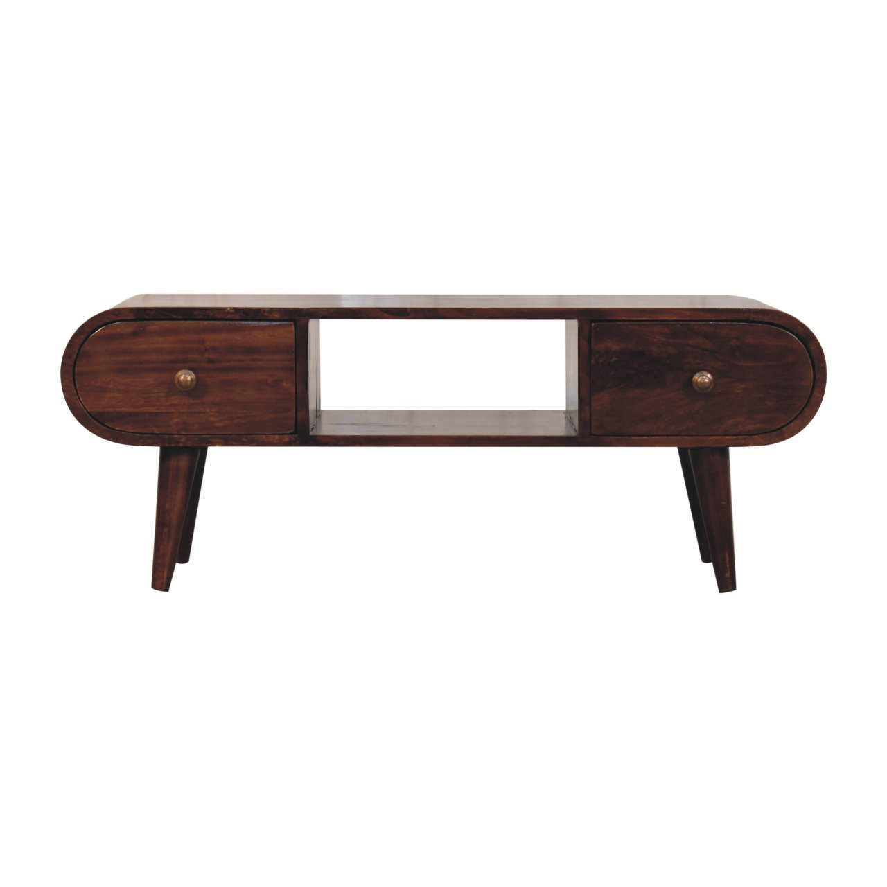 George Oliver Caitlyn California Walnut Circular TV Unit - Wayfair Canada