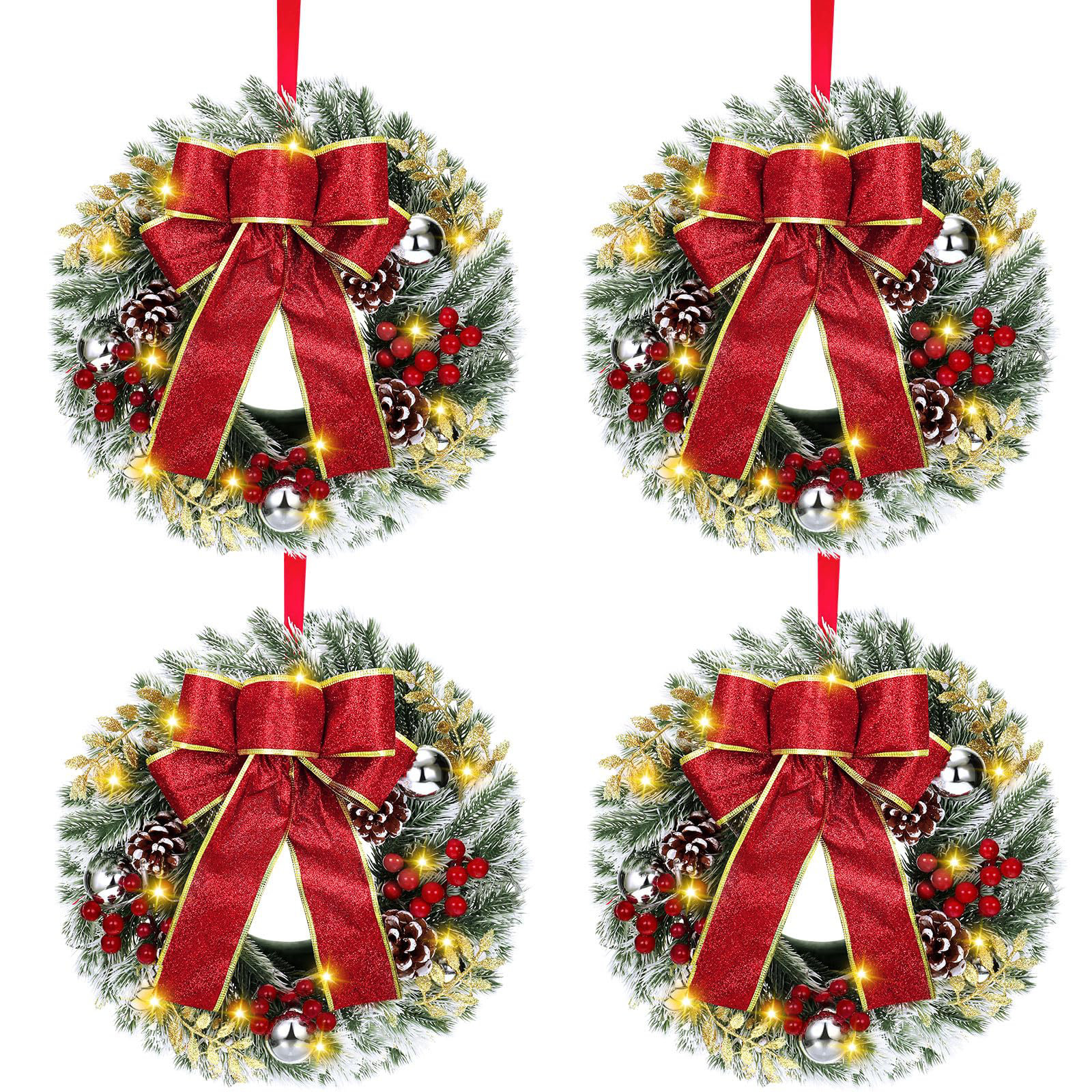 World Menagerie 4 Pcs Lighted Christmas Wreaths | Wayfair
