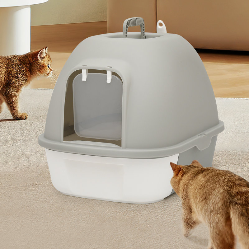 Tucker Murphy Pet™ Enclosed Plastic Cat Litter Box Tray Anti-Splashing ...